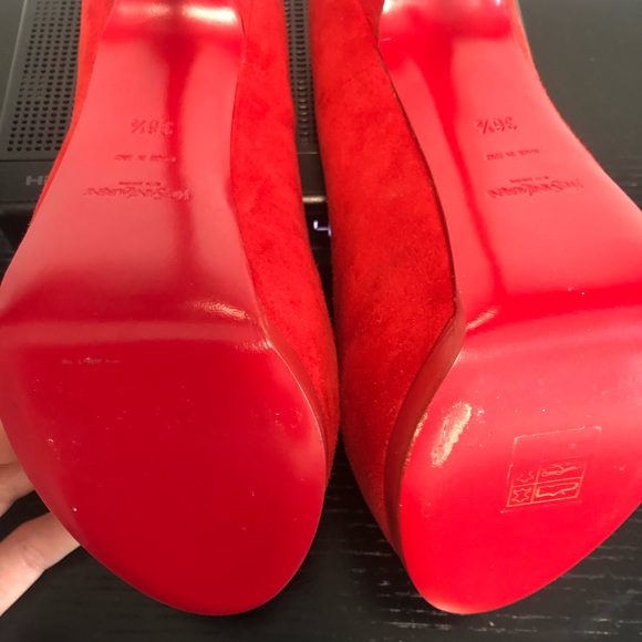 Yves Saint Laurent | Shoes | Ysl Red Suede Pumps | Poshmark